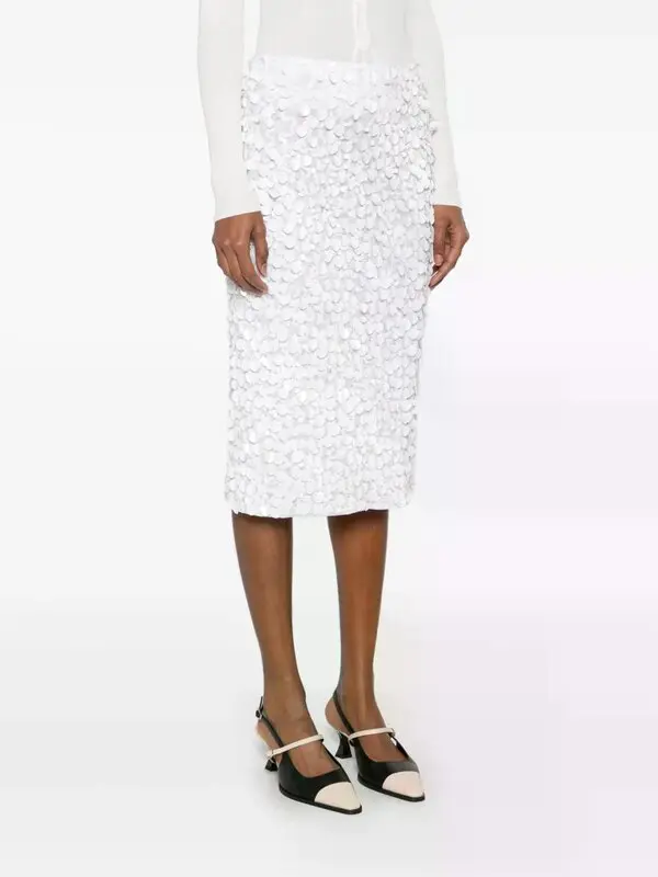 P.a.r.o.s.h Sequinned Midi Skirt - White
