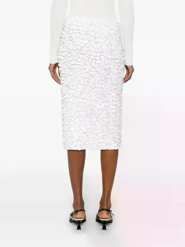 P.a.r.o.s.h Sequinned Midi Skirt - White