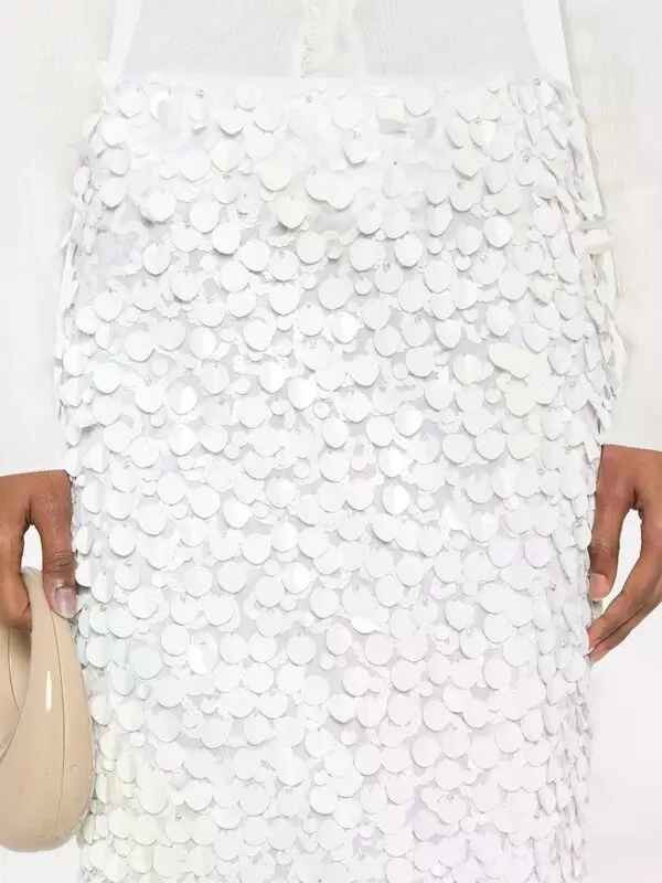 P.a.r.o.s.h Sequinned Midi Skirt - White