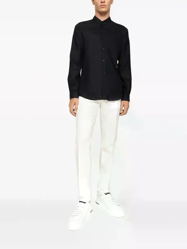 Dolce & Gabbana Logo-plaque Linen Shirt
