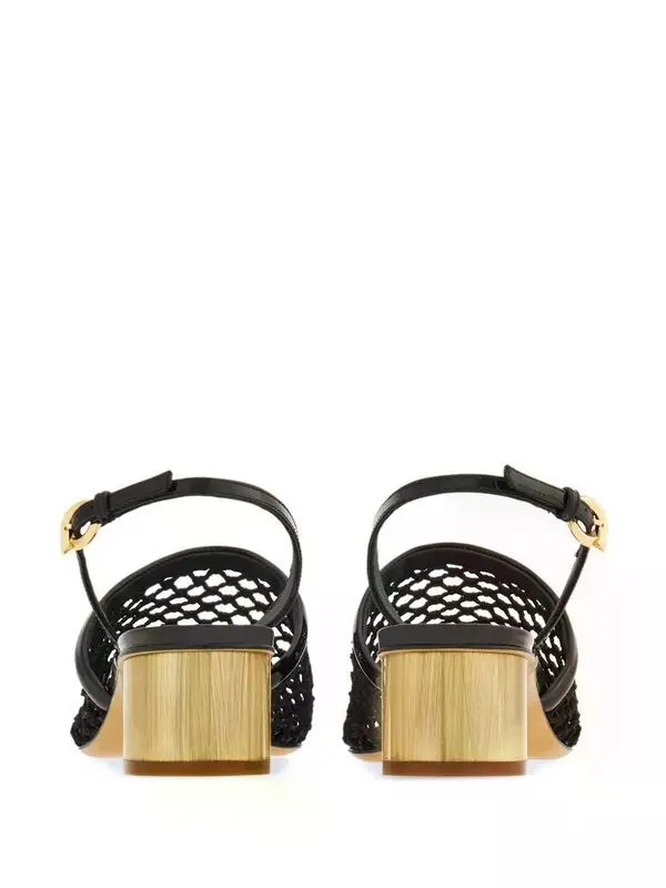 FERRAGAMO 40mm Mesh Leather Slingbacks - Black