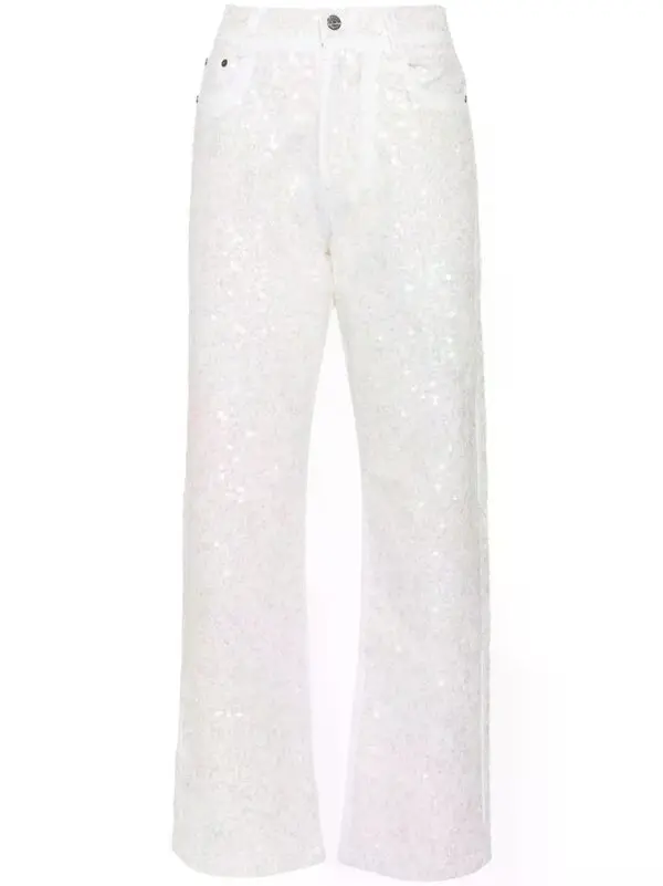 P.a.r.o.s.h Guff Sequin-embellished Straight Jeans - White