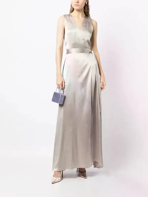 Voz Frontward Wrap Maxi Dress - Grey