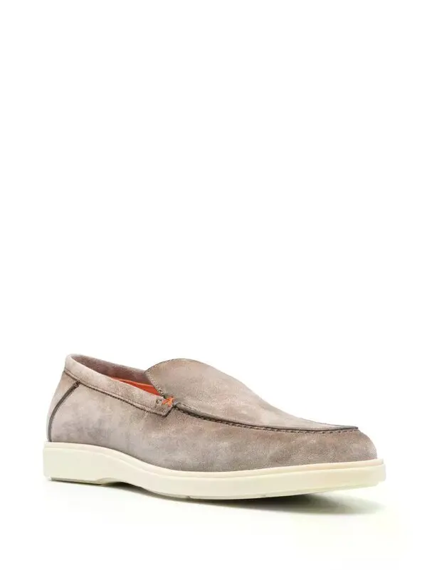 Santoni Tonal-stitching Leather Loafers - Neutrals