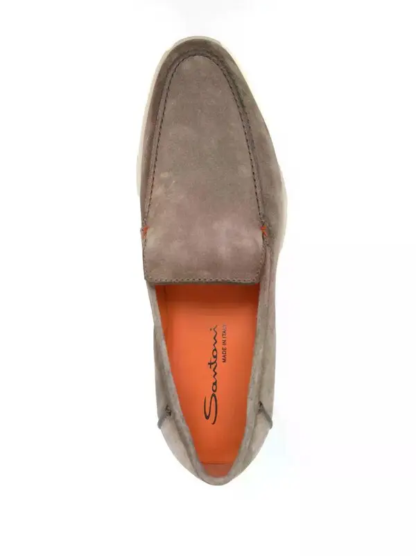 Santoni Tonal-stitching Leather Loafers - Neutrals
