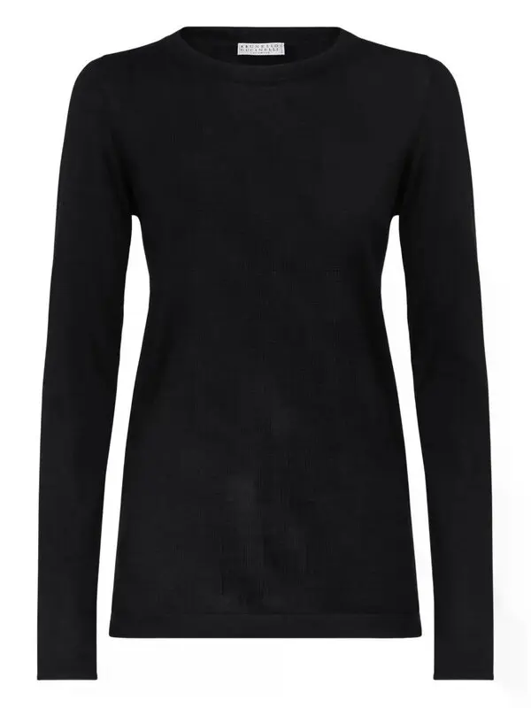 Brunello Cucinelli Cashmere-blend Long-sleeve Jumper - Black