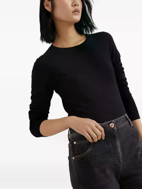 Brunello Cucinelli Cashmere-blend Long-sleeve Jumper - Black