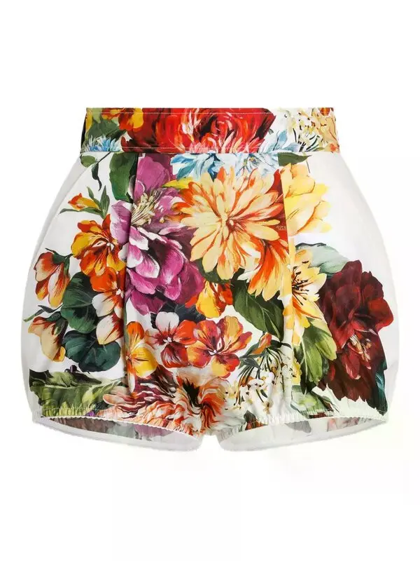 Dolce & Gabbana Floral Print Cotton Shorts - White