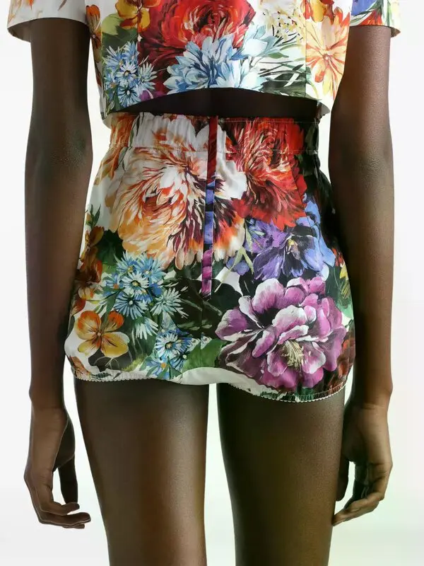 Dolce & Gabbana Floral Print Cotton Shorts - White