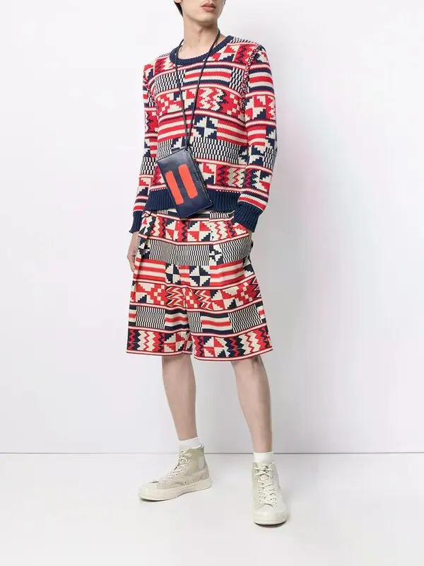 PORTS V Geometric-print Knitted Jumper