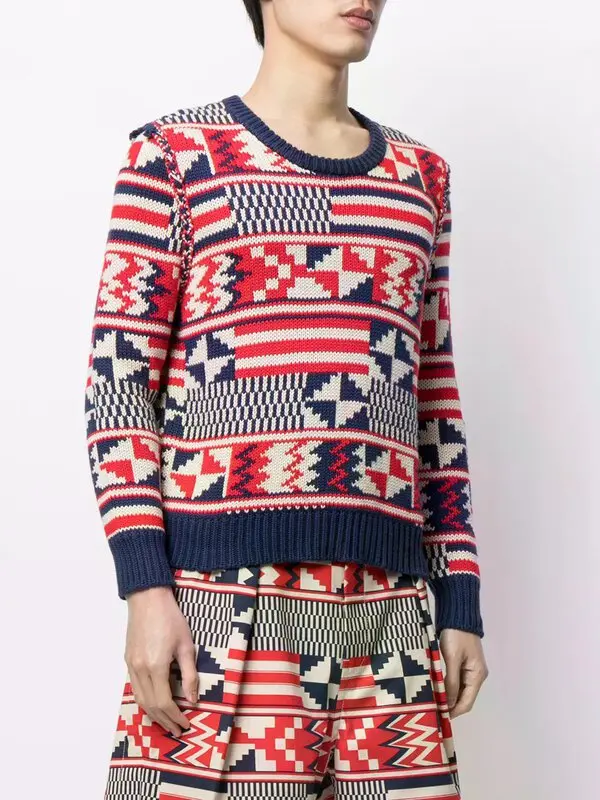 PORTS V Geometric-print Knitted Jumper