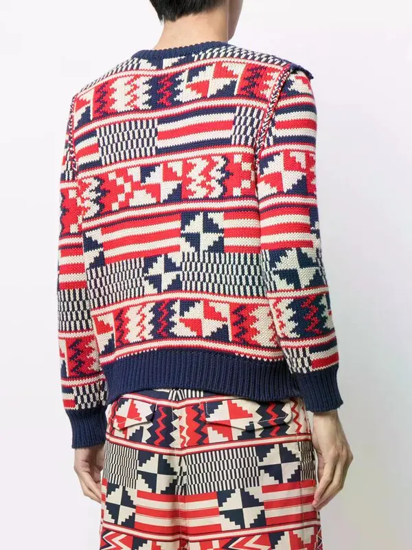 PORTS V Geometric-print Knitted Jumper