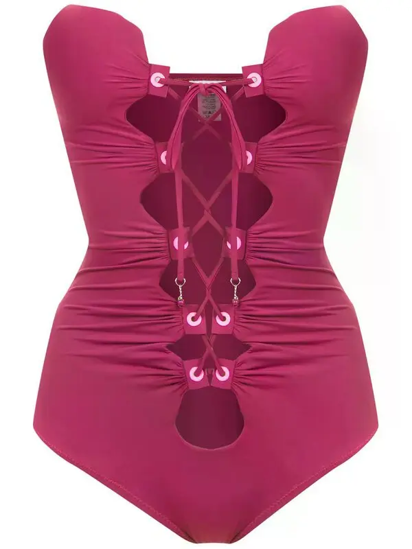 AMIR SLAMA Lace-up Detail Swimsuit - Pink