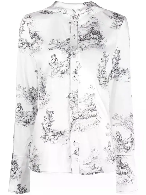 Coperni Graphic-print Hooded Blouse - White