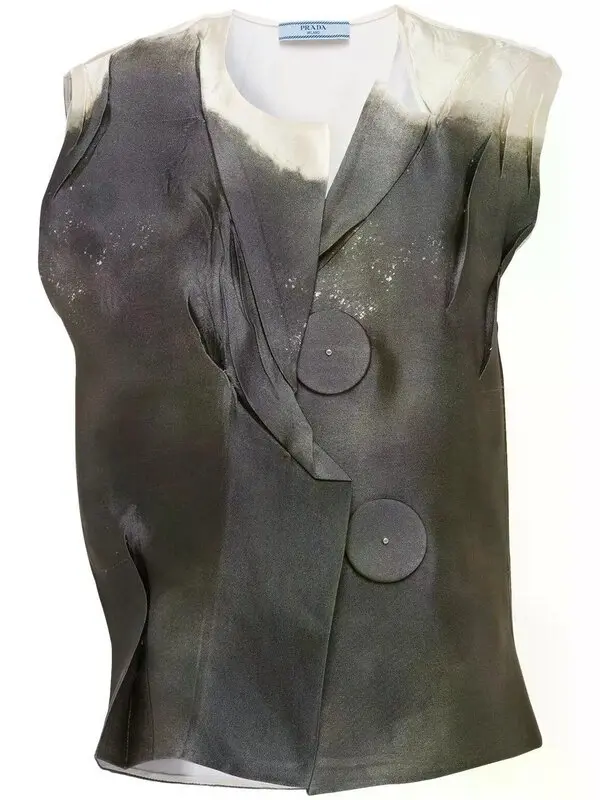 Prada Two-tone Silk Satin Blouse