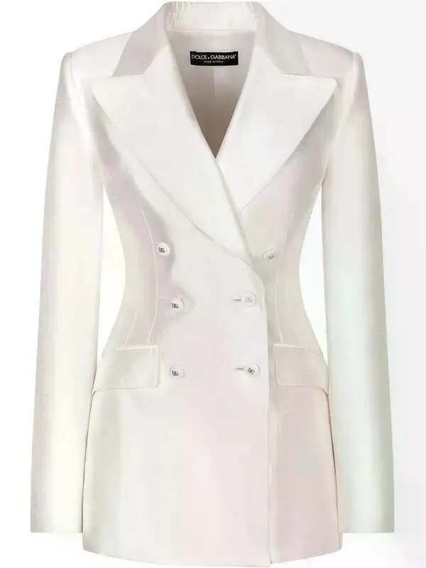 Dolce & Gabbana Double-breasted Silk Blazer - White