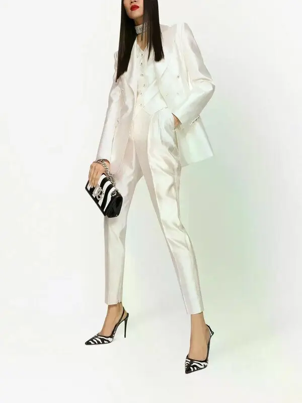 Dolce & Gabbana Double-breasted Silk Blazer - White