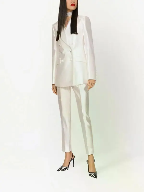 Dolce & Gabbana Double-breasted Silk Blazer - White