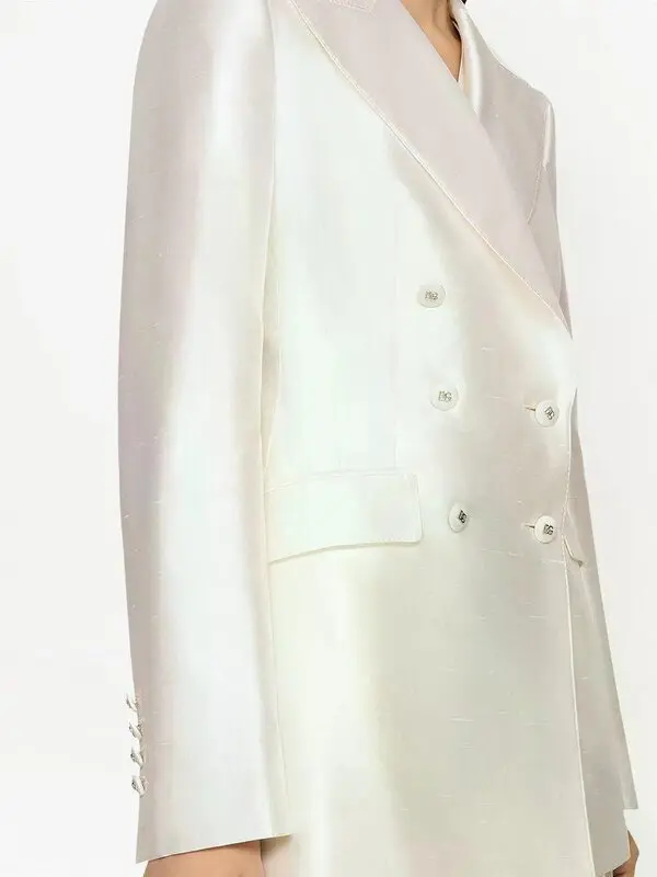 Dolce & Gabbana Double-breasted Silk Blazer - White