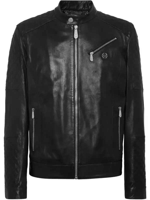 Philipp Plein Padded Leather Bomber Jacket