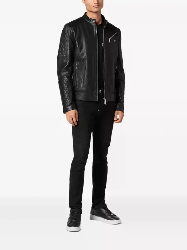 Philipp Plein Padded Leather Bomber Jacket