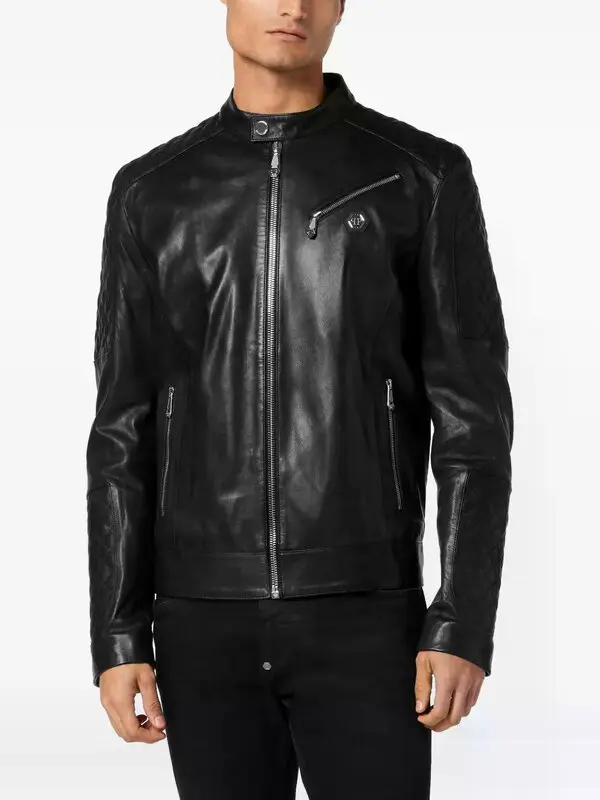 Philipp Plein Padded Leather Bomber Jacket