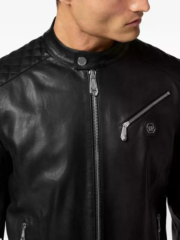 Philipp Plein Padded Leather Bomber Jacket