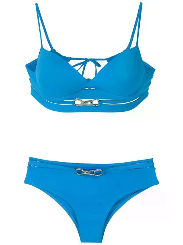 AMIR SLAMA Metallic Embellishments Bikini Set - Blue