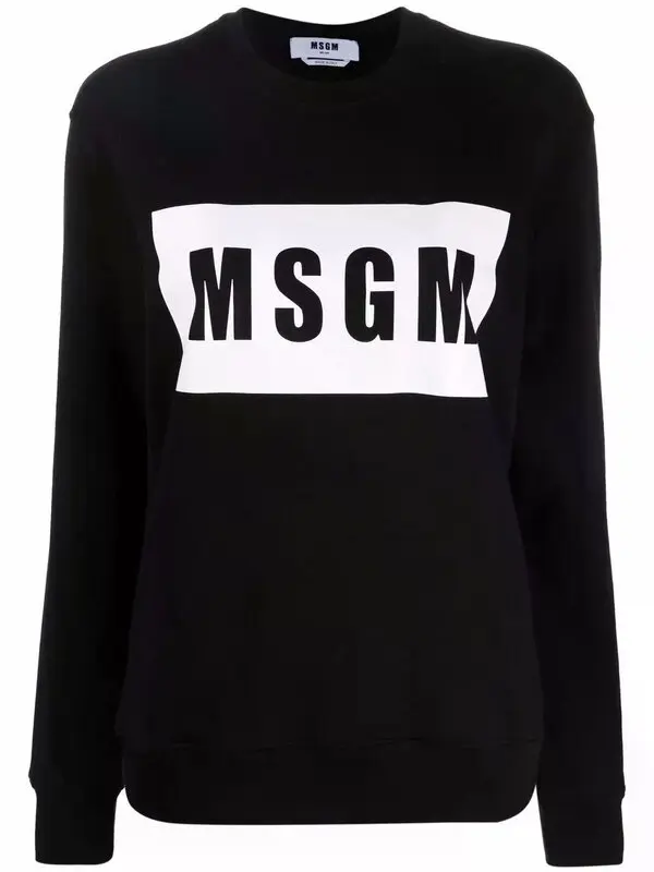 MSGM Logo-print Cotton Sweatshirt - Black