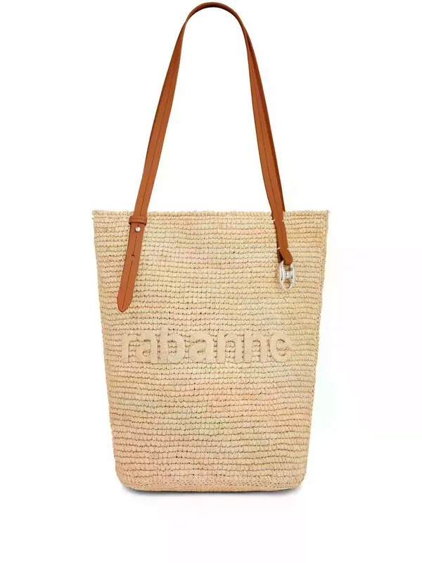 Rabanne Logo-embroidered Raffia Tote Bag
