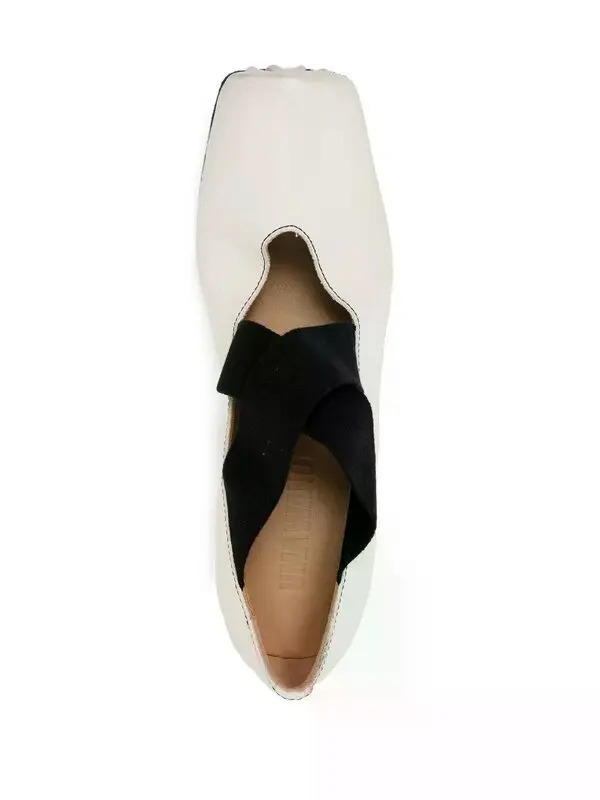 UMA WANG Ballerina Elasticated Pumps Square Toe - White