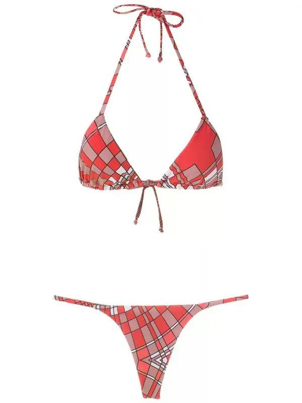 AMIR SLAMA Geométrico Triangle Bikini Set - Red