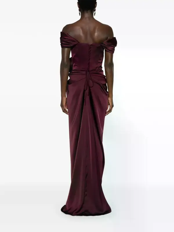 ANA RADU Floral-appliqué Draped Gown