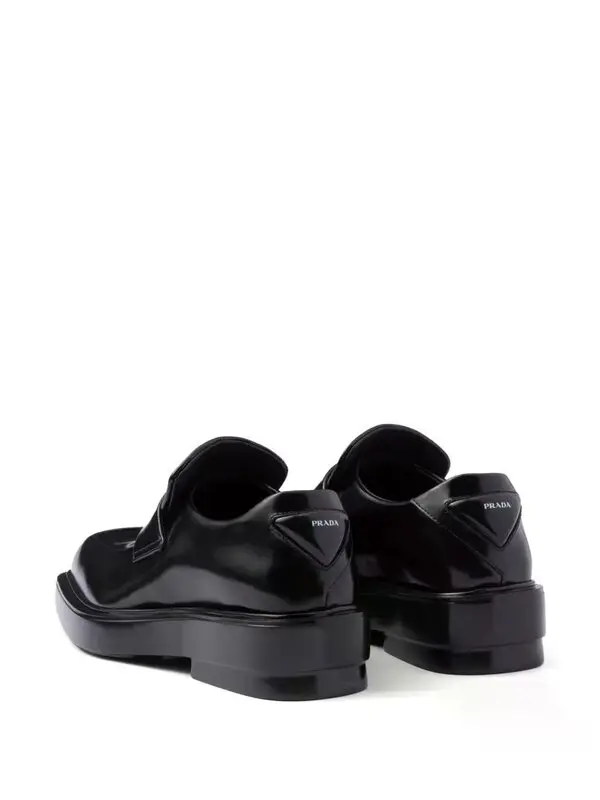 Prada Triangle-patch Leather Loafers
