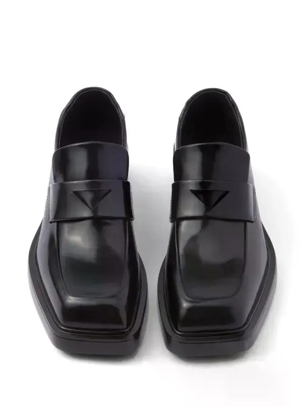 Prada Triangle-patch Leather Loafers
