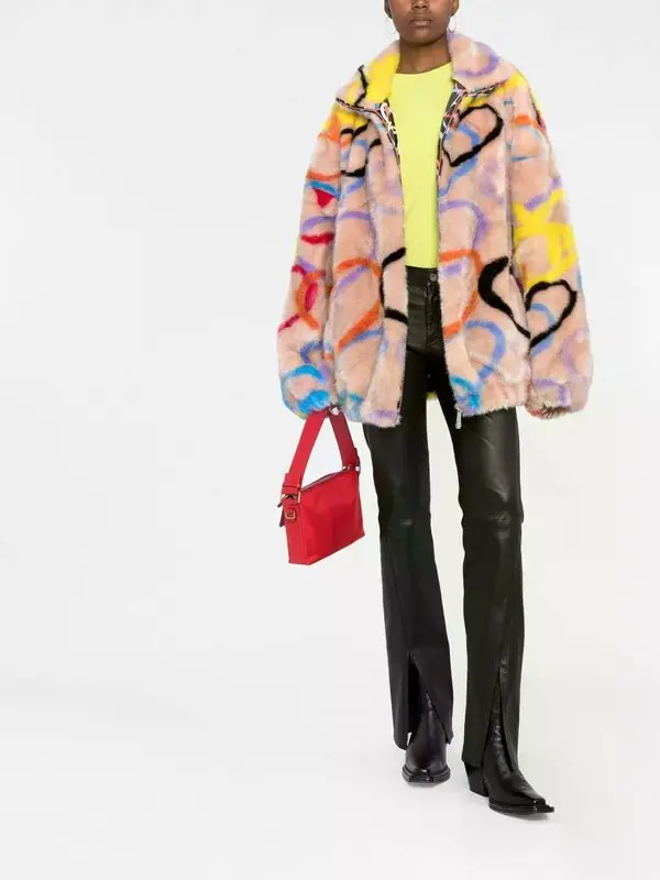 Philipp Plein Heart-print High-neck Coat