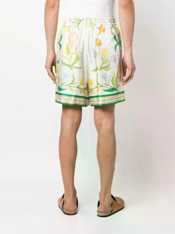 Casablanca L'arche De Fleurie Silk Shorts - White