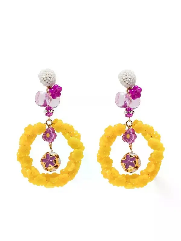 AMIR SLAMA Floral Appliqué Drop Earrings - Yellow