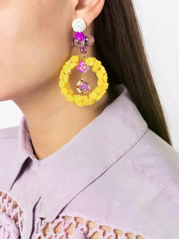 AMIR SLAMA Floral Appliqué Drop Earrings