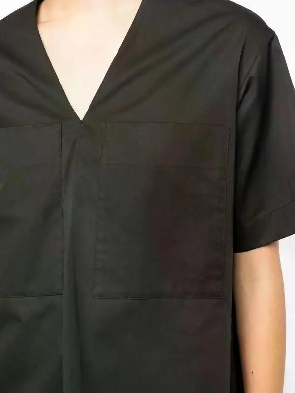 Goen.j Lace-trimmed Short-sleeve Blouse - Black