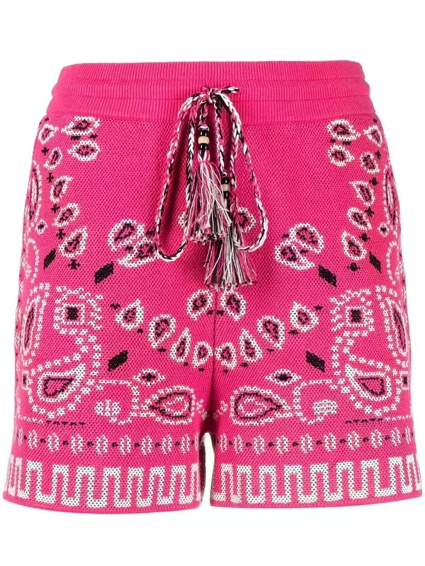 Alanui Bandana Tassel Shorts - Pink