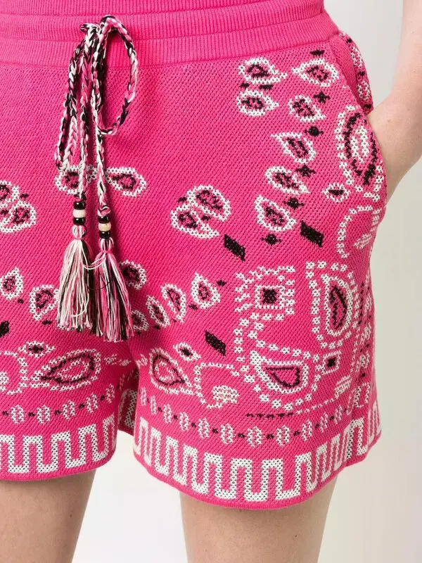 Alanui Bandana Tassel Shorts - Pink