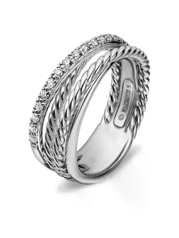 David Yurman Sterling Pavé Diamond Crossover Ring