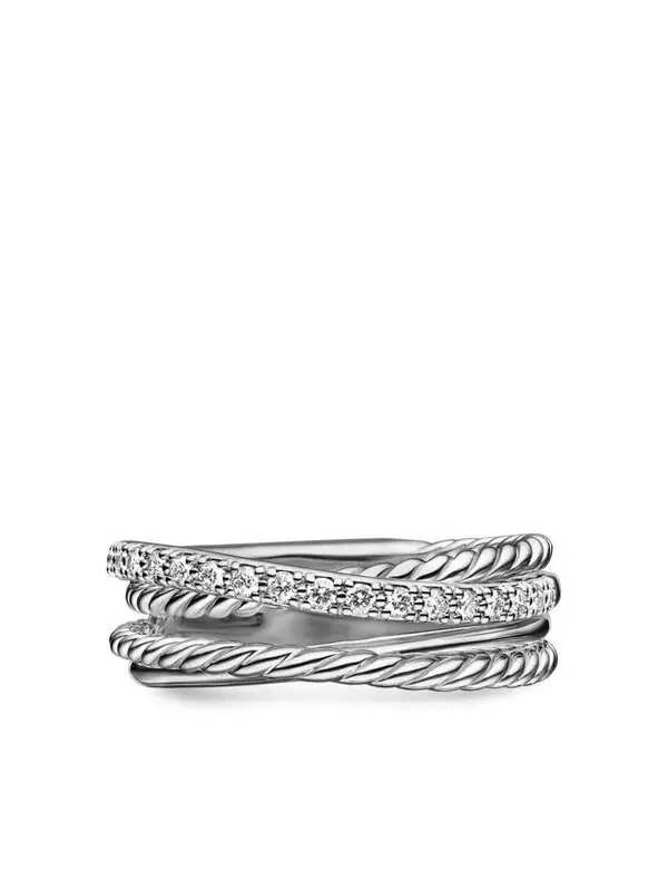David Yurman Sterling Pavé Diamond Crossover Ring