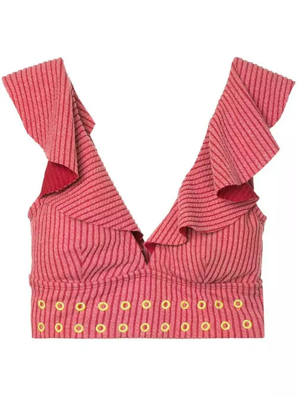 DUSKII Sunrise Ruffled Bikini Top - Red
