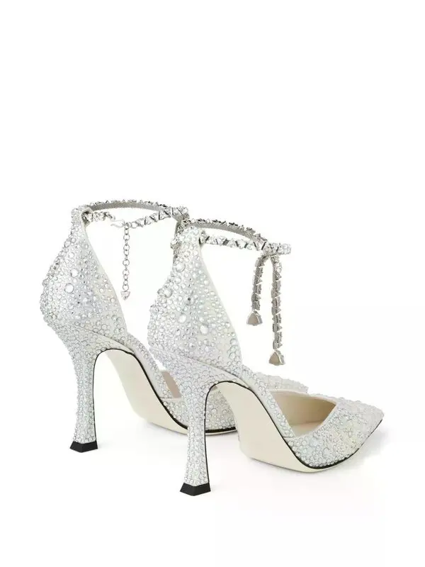 JIMMY CHOO Stevie 100 Embellished Crystal Anklet Pumps - Neutrals