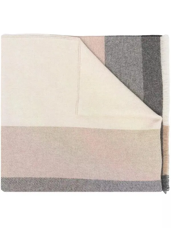 Brunello Cucinelli Striped Wool Scarf - Grey