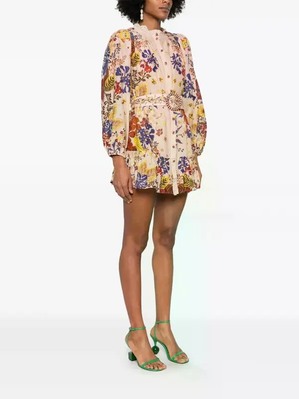 Farm Rio Bouquet Puff-sleeve Mini Dress