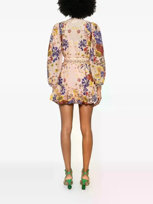 Farm Rio Bouquet Puff-sleeve Mini Dress