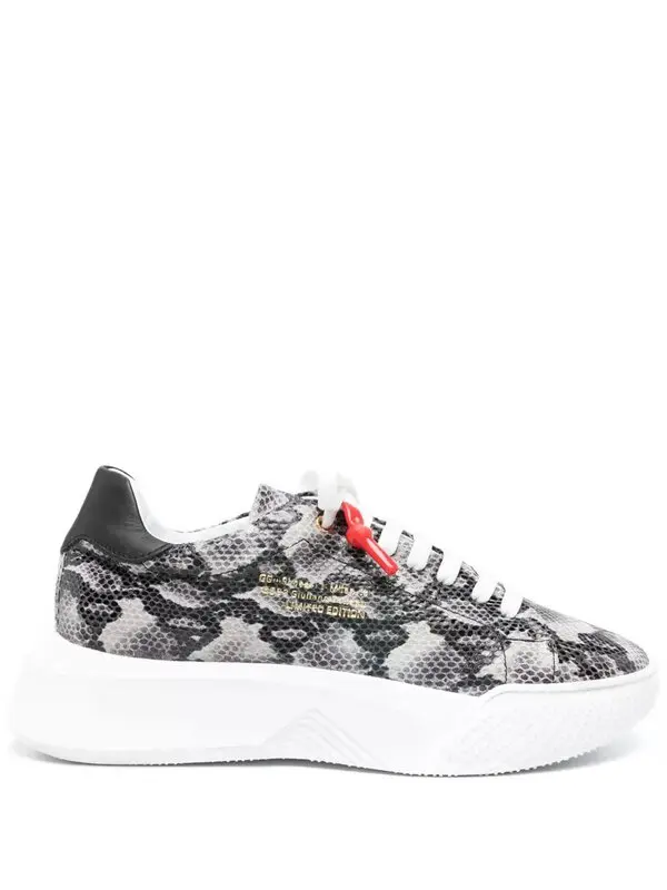 GIULIANO GALIANO Nemesis Python-print Leather Sneakers - Black
